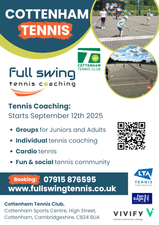 Cottenham Tennis Club – Tennis Coaching starts 12 September
